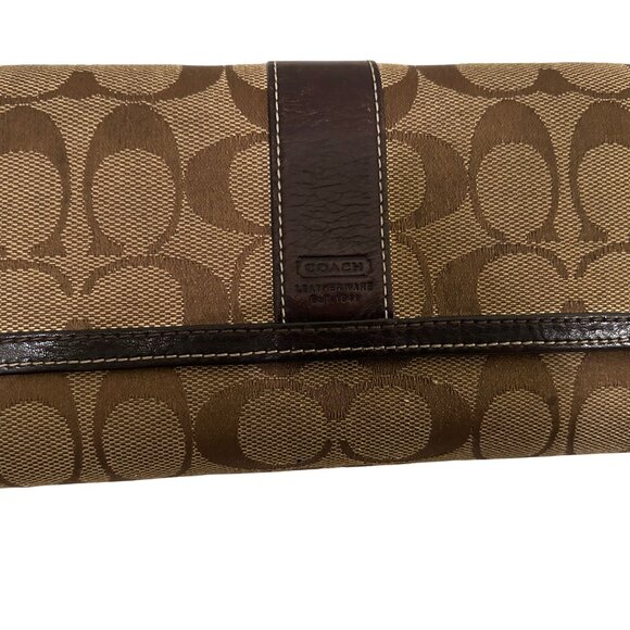 Coach | Bags | Leather Y2k Vintage Brown Coach Wallet Checkbook Holder ...